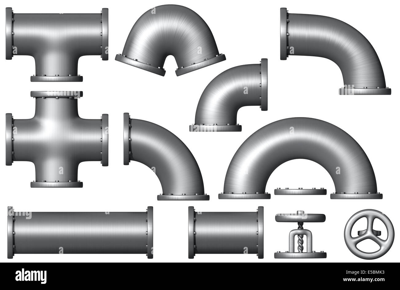 Different Metal pipe set. Industrial illustration. Added clipping path ...