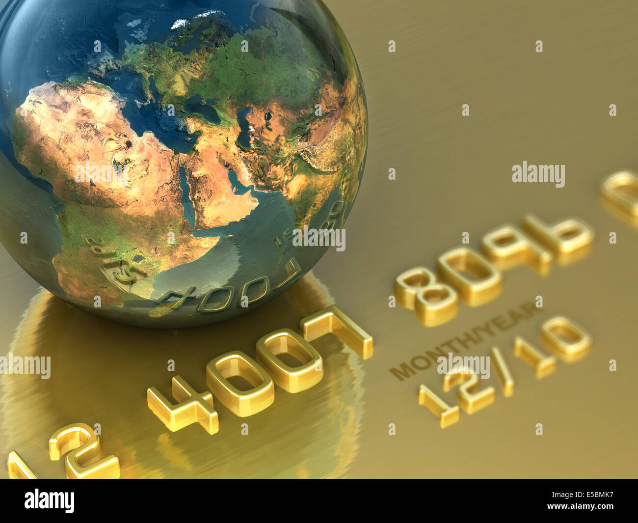 World travel with Gold credit card . Business illustration Stock Photo ...