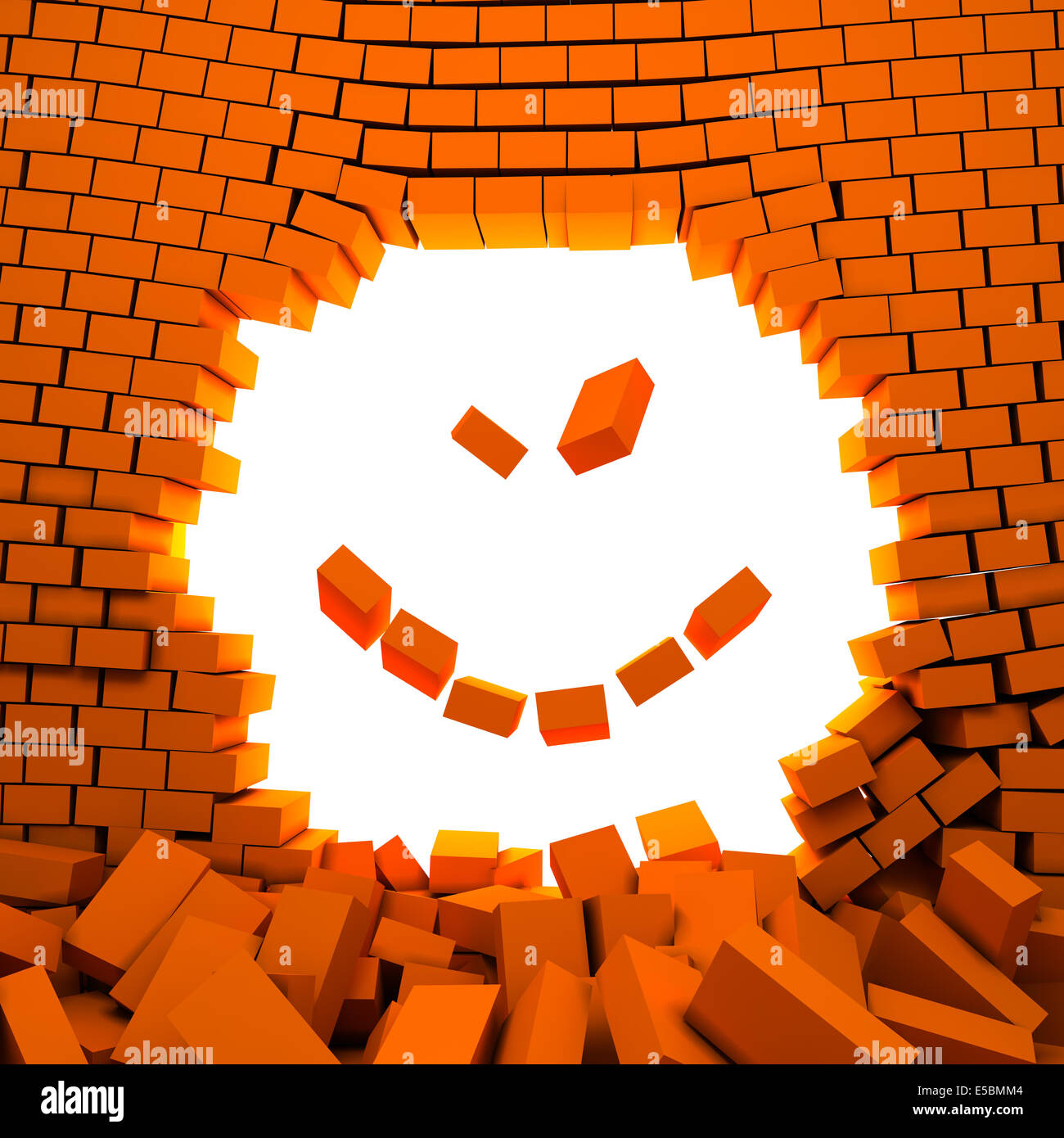 Halloween jack-o-lantern made of wall bricks Stock Photo - Alamy