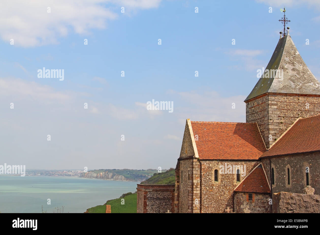 Church on cliff near sea, Normandy, France, Europe Stock Photo - Alamy