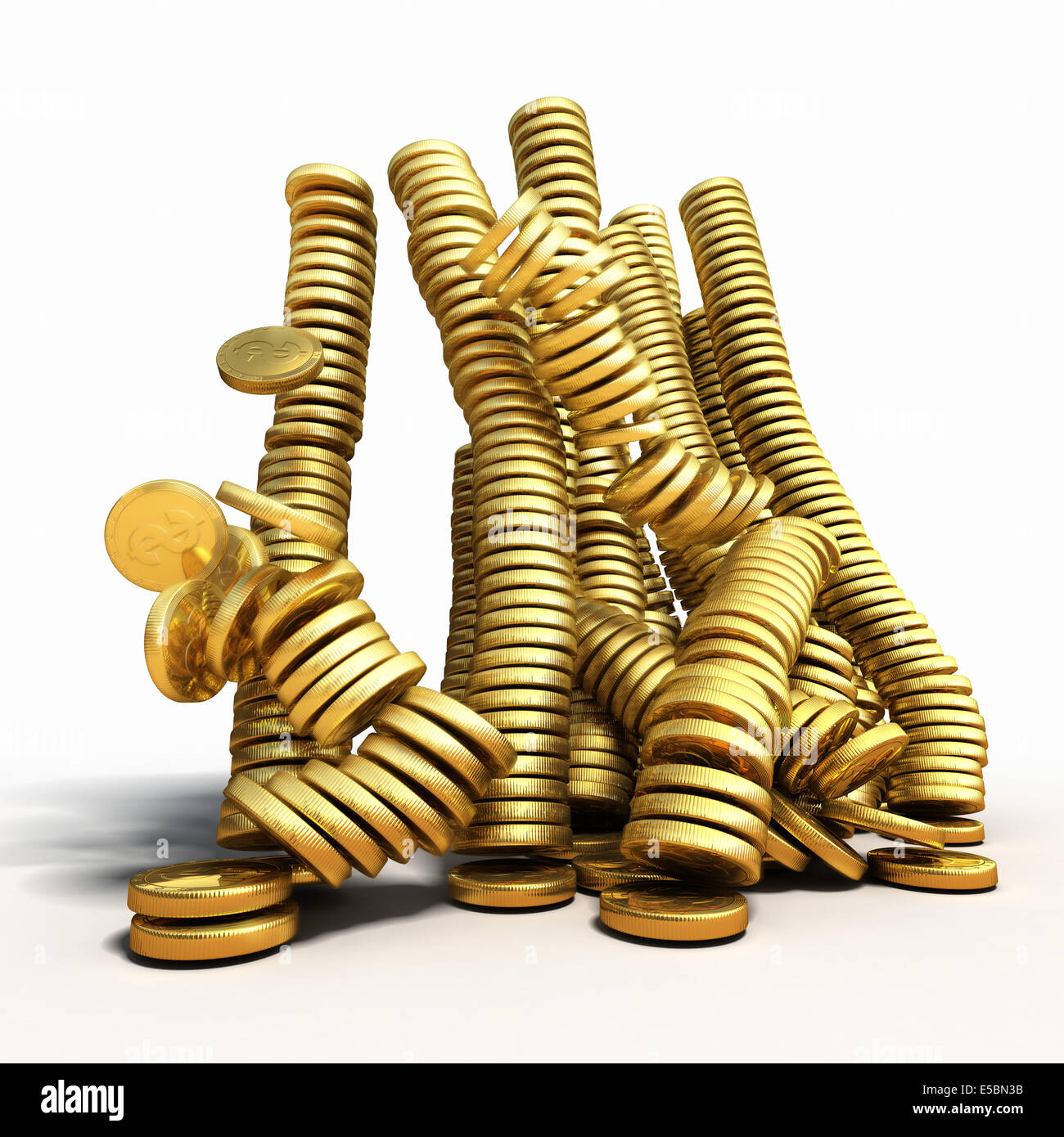 Falling columns made of gold money. Conceptual business illustration ...