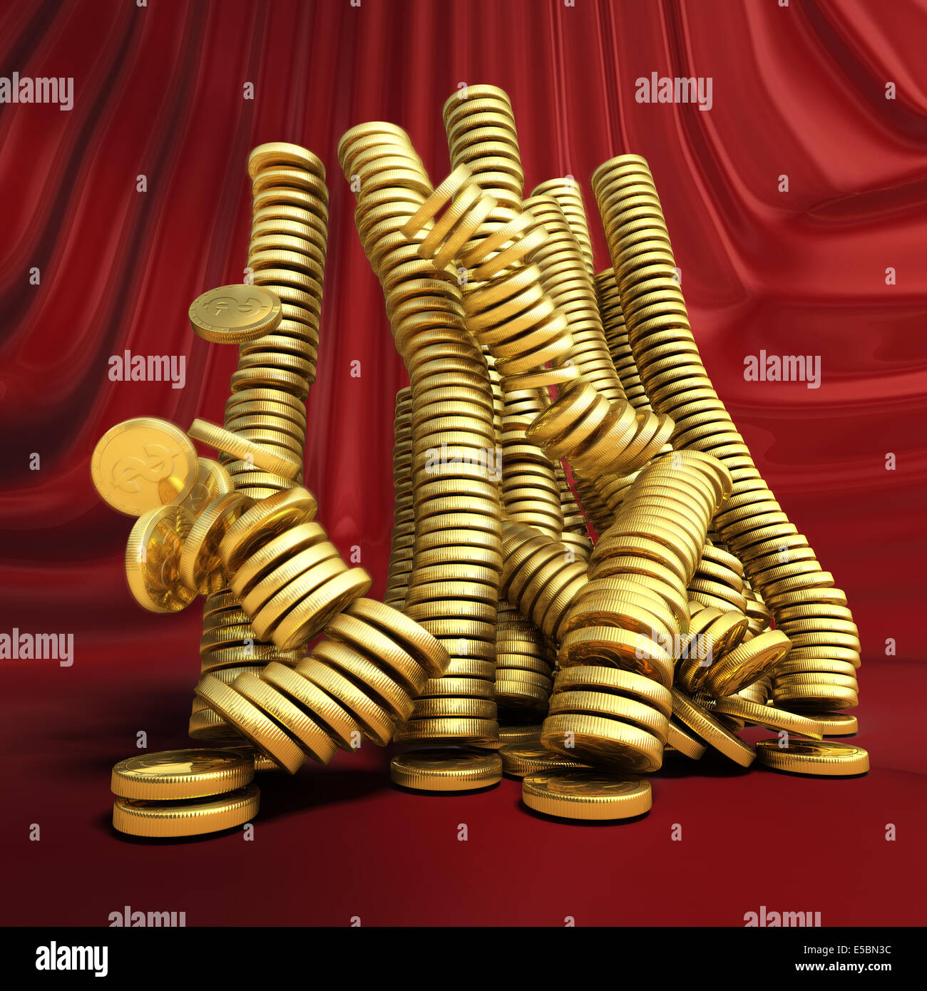 Falling columns made of gold money. Conceptual business illustration ...