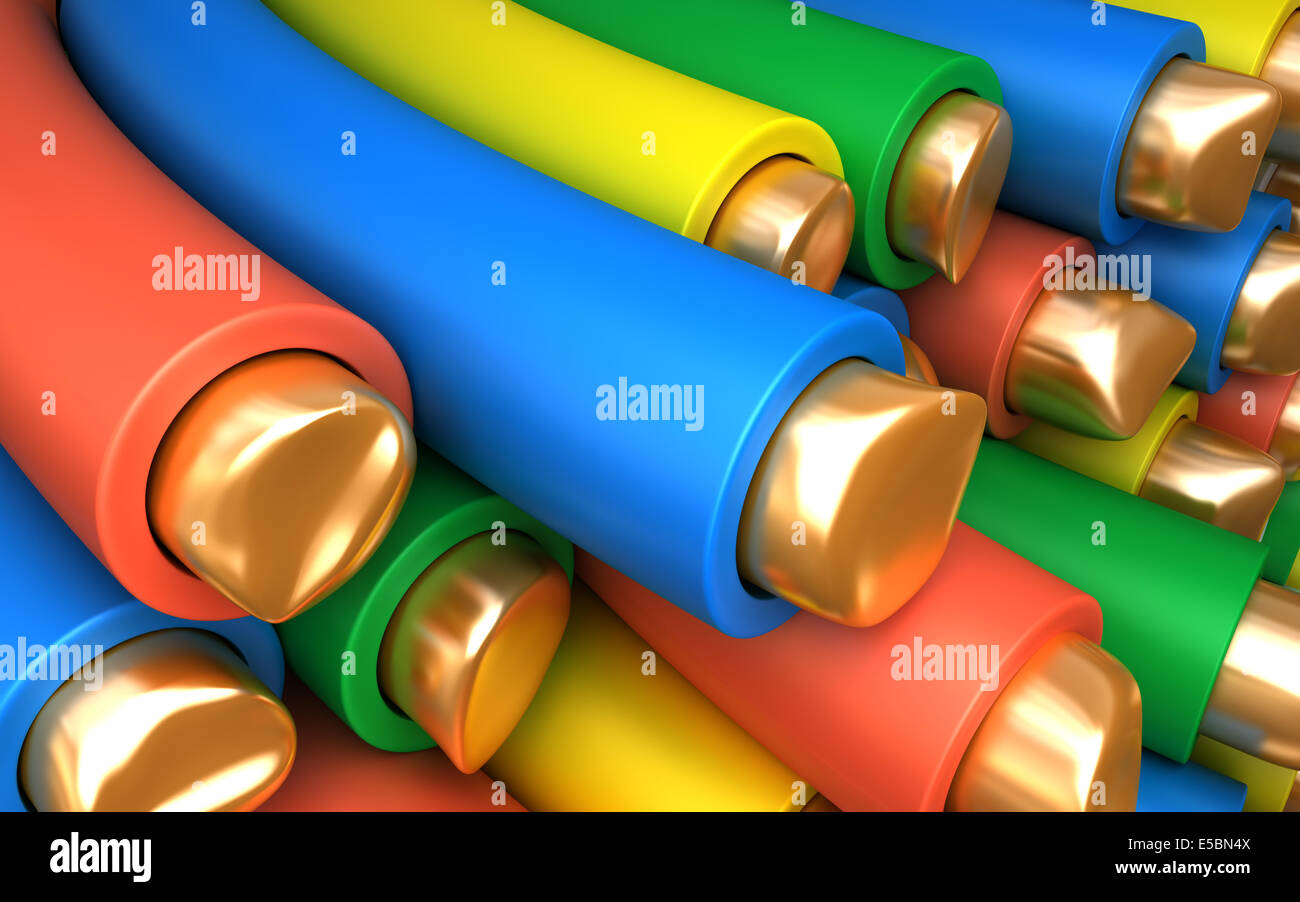 Copper wire and cable in a vinyl environment. Industrial illustration ...