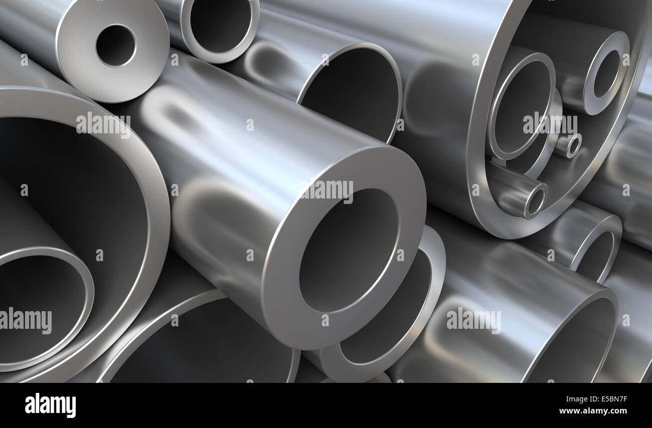 Round Metal pipes different diameter Stock Photo - Alamy