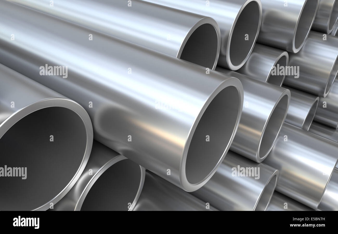 Metal pipes on warehouse Stock Photo - Alamy