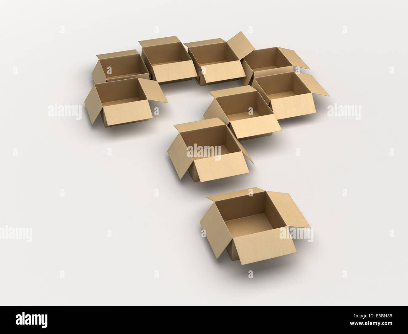 Conceptual question mark made of empty boxes Stock Photo - Alamy