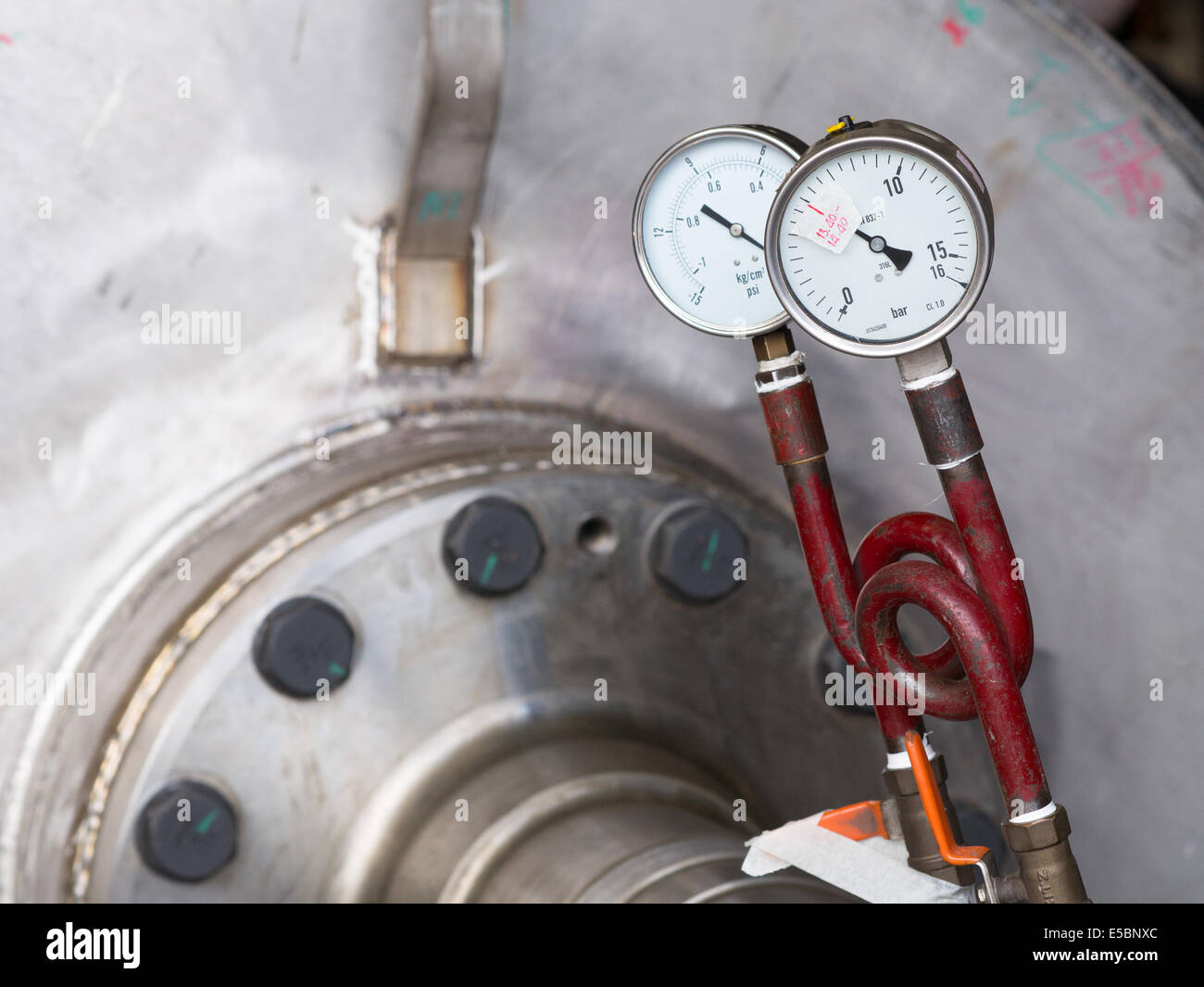 Pressure testing of rotor for industrial dryer at workshop Stock Photo ...