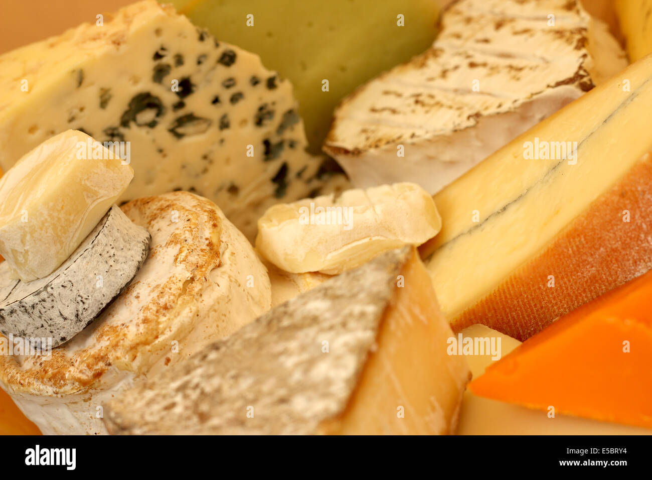 Various types of cheese composition macro close-up Stock Photo - Alamy