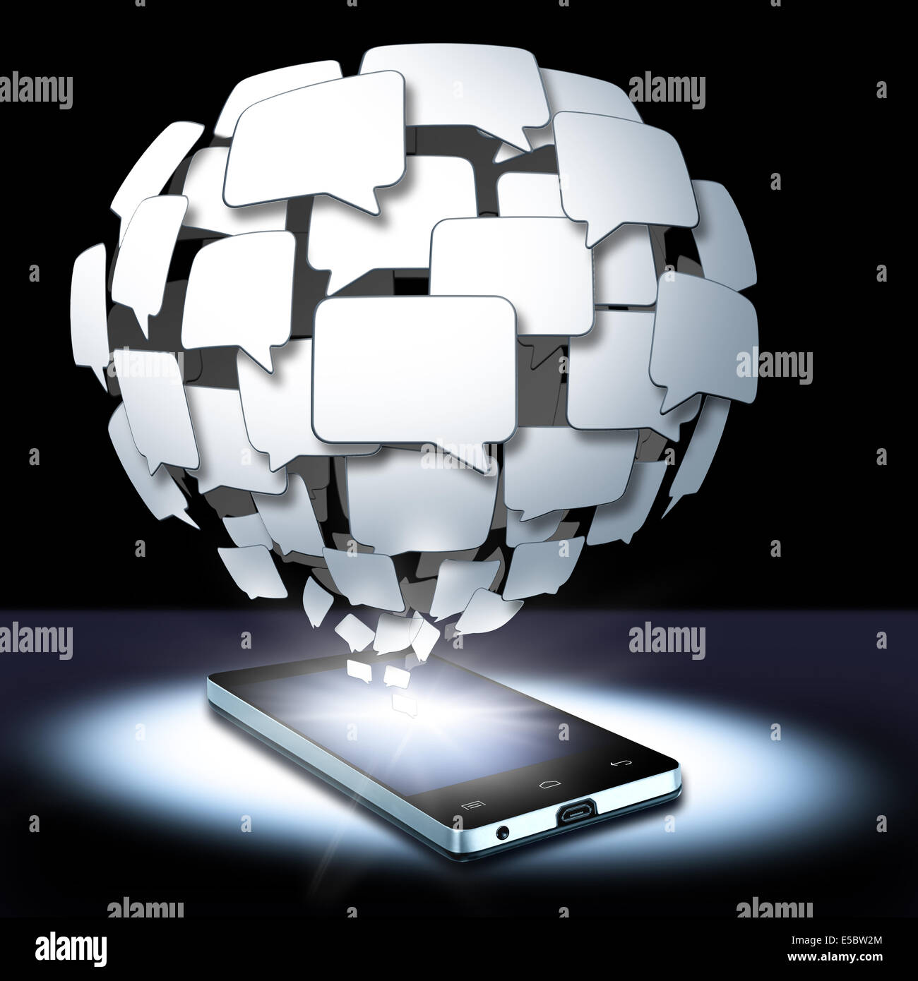 Illustrative image of chat bubbles coming out from smart phone ...