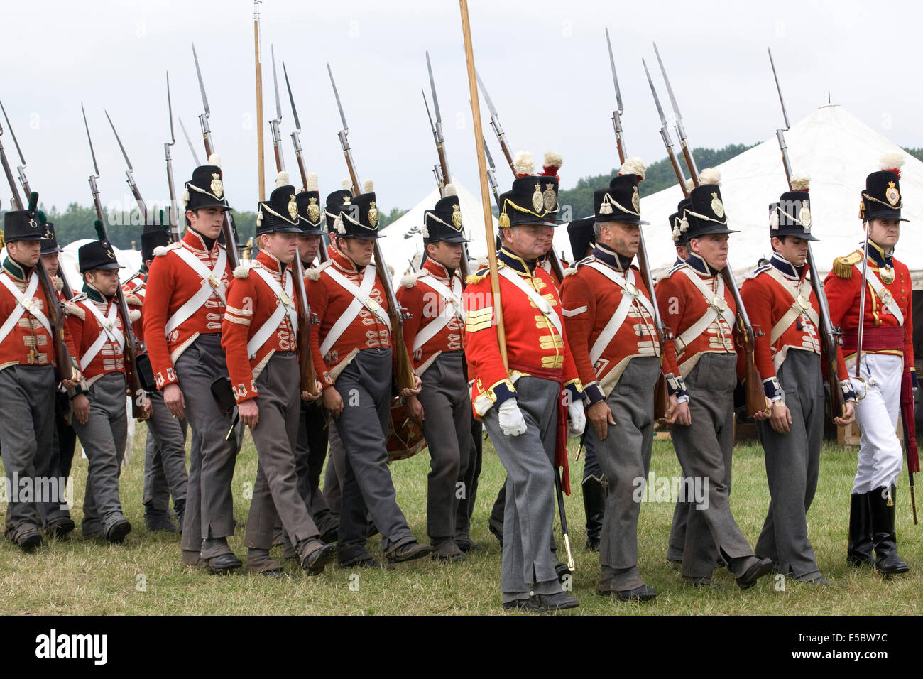 Reenactment of the coldstream guards going into battle Stock Photo - Alamy