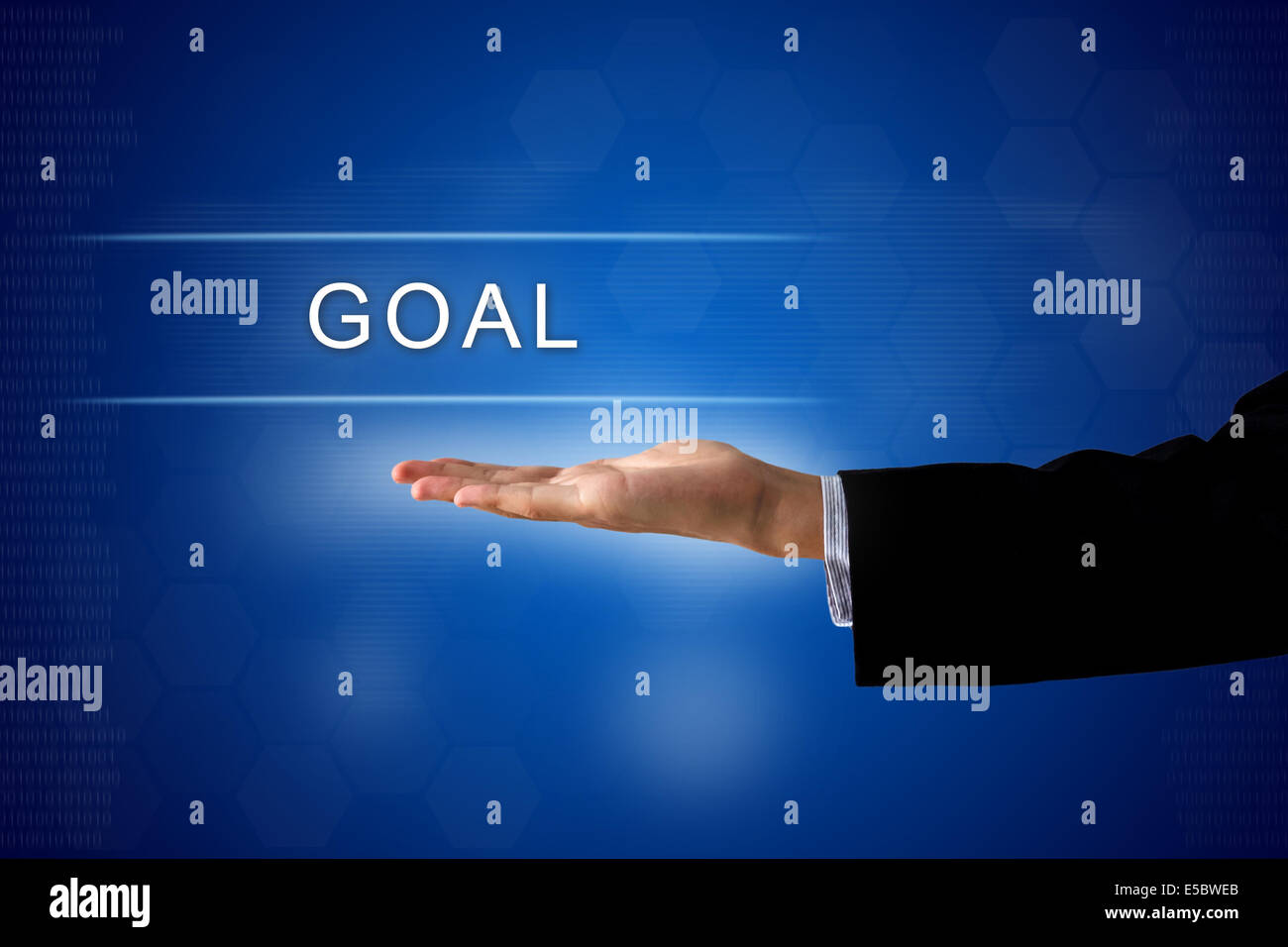 goal button with business hand on a touch screen interface Stock Photo ...
