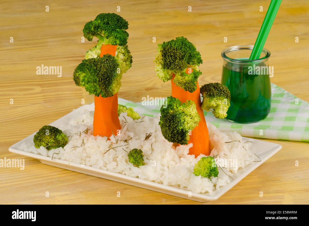 Healthy vegetables arranged as trees, creative kid food Stock Photo - Alamy