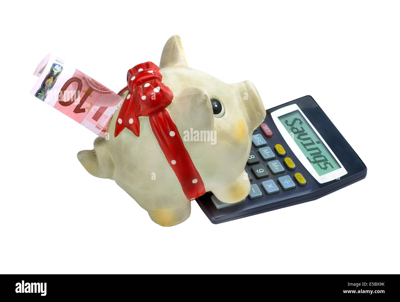 Piggy bank with calculator money box style, isolated on white ...
