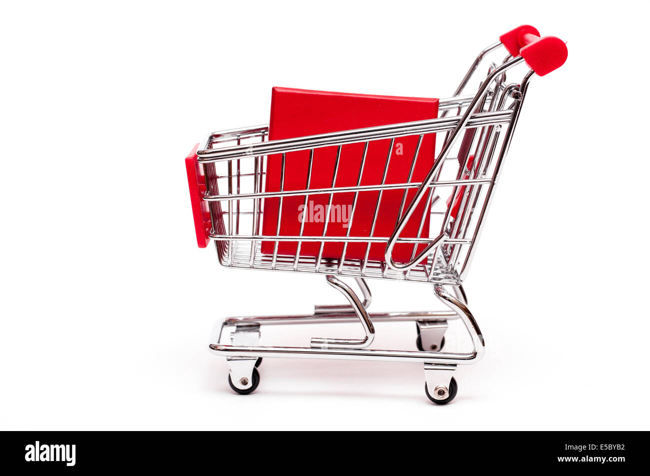 Trolley with are red present on a white background Stock Photo - Alamy
