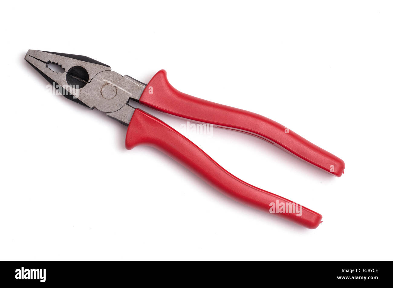 Combination pliers with red grasp on a white background Stock Photo - Alamy