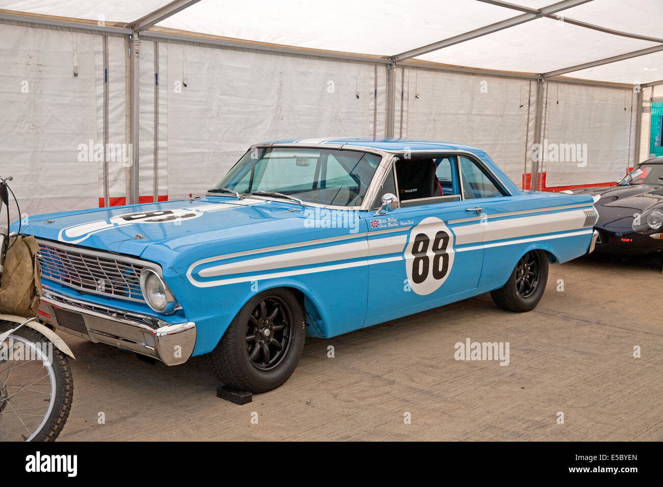 Number 88 racing car in the pitts at Silverstone Classic Car Show Stock ...