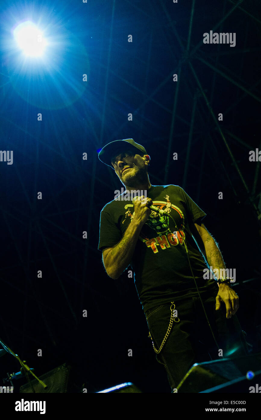 Turin, Italy. 26th July, 2014. I Cani, the musical project of roman ...