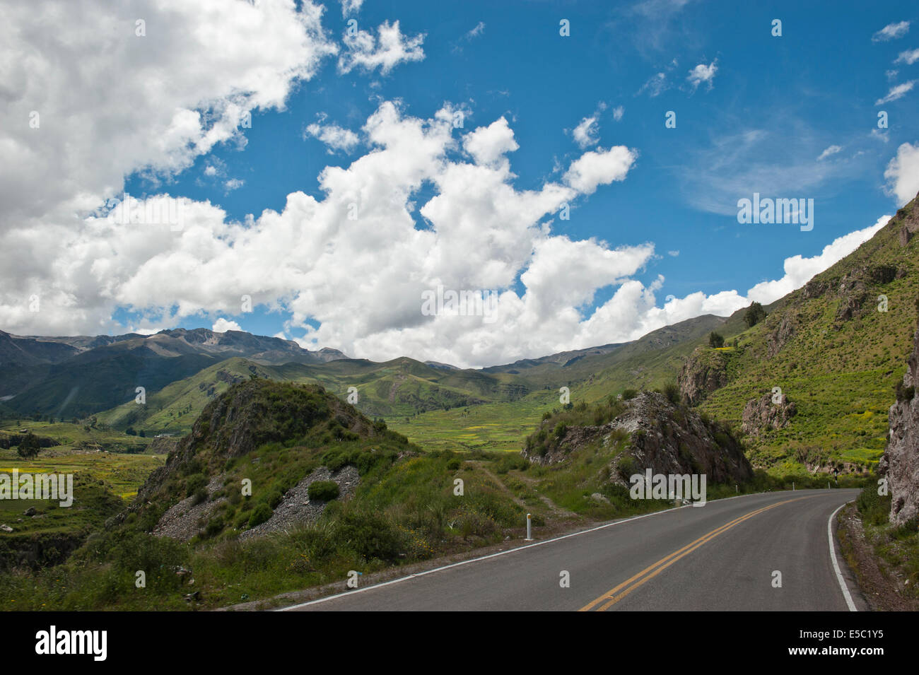 A Peruvian roadway near Arequipa Peru near Chivay on a sunny day Stock ...