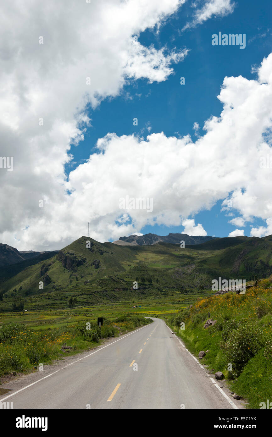 A Peruvian roadway near Arequipa Peru near Chivay on a sunny day Stock ...