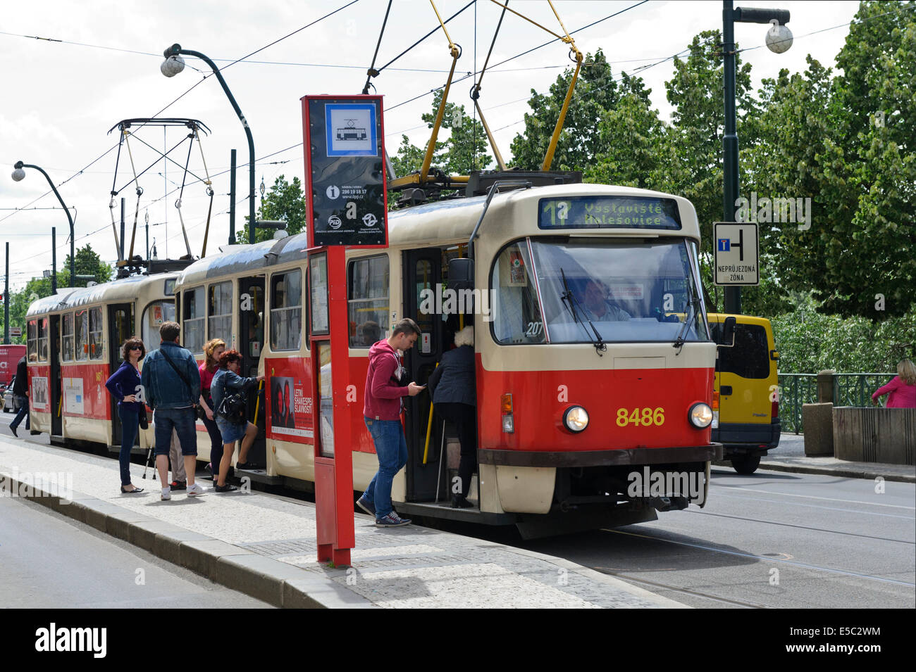 A traditional electric tram in Prague, Czech Republic Stock Photo - Alamy