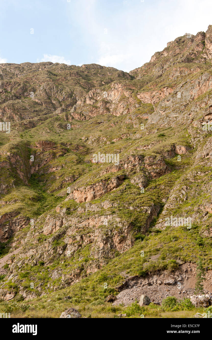 A view of the Peruvian mountain view near the Urubamba Province Stock ...