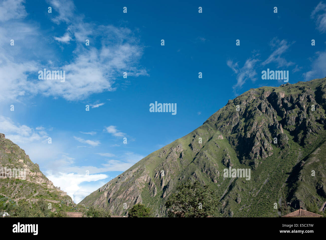 A view of the Peruvian mountain view near the Urubamba Province Stock ...