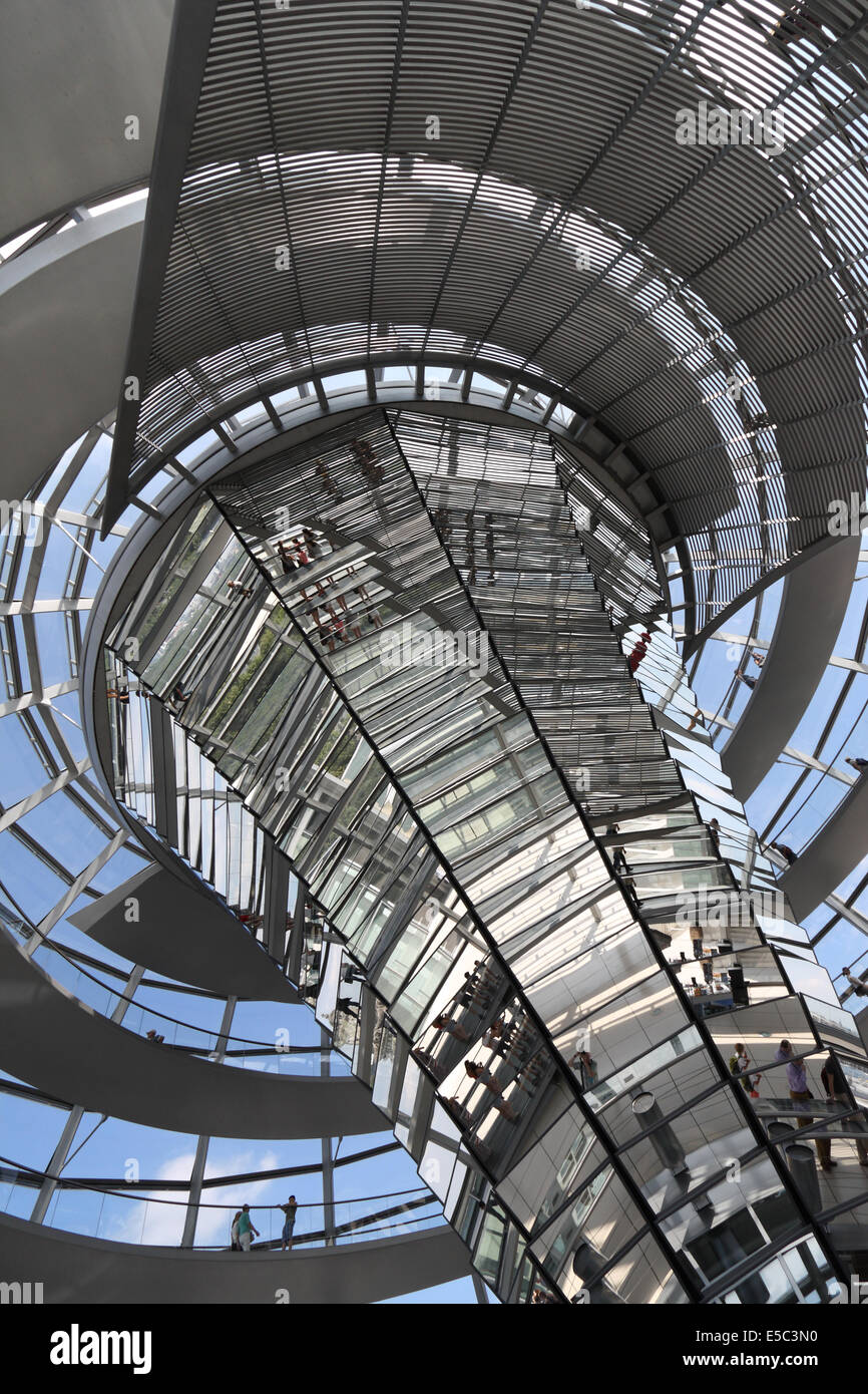 Glass dome of the Reichstag (German parliament building) in Berlin ...
