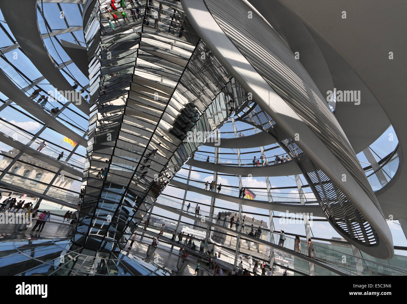Glass dome of the Reichstag (German parliament building) in Berlin ...
