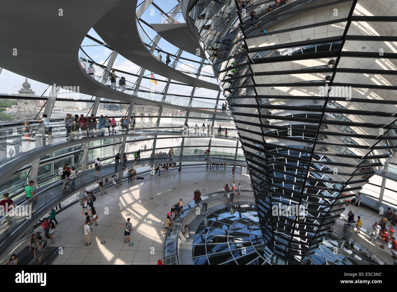 Glass dome of the Reichstag (German parliament building) in Berlin ...