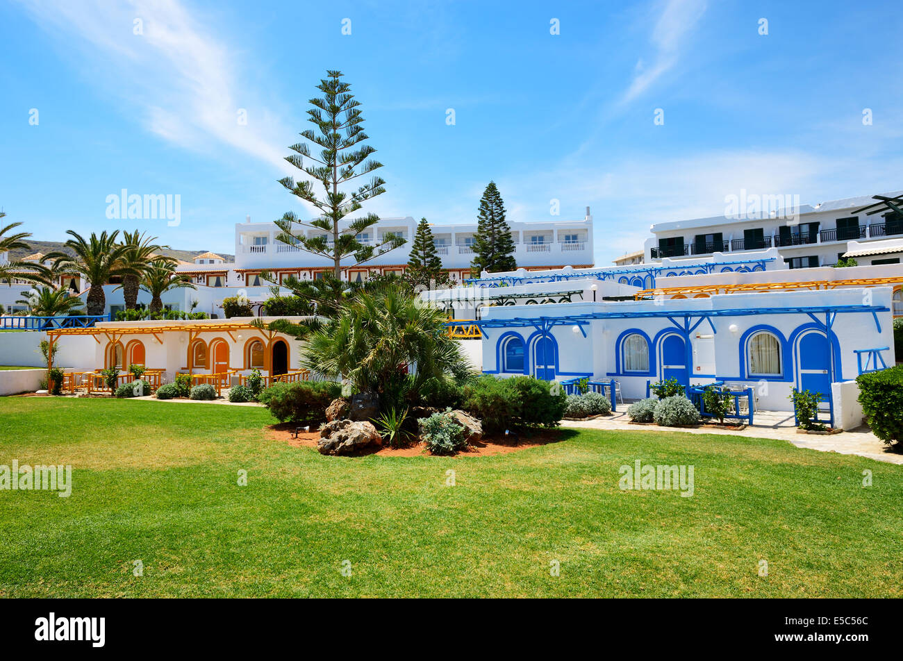 Villas in traditional greek style at luxury hotel hi-res stock ...