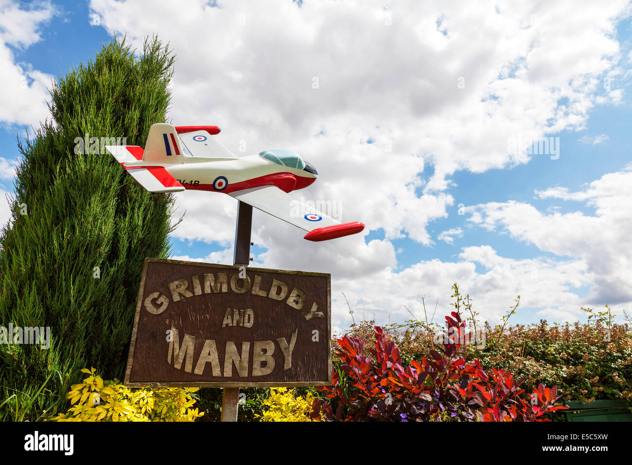 Manby & Grimoldby road sign Welcome in Lincolnshire UK England Stock ...