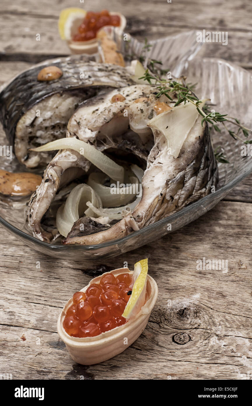 piece of fragrant roasted fish Stock Photo - Alamy