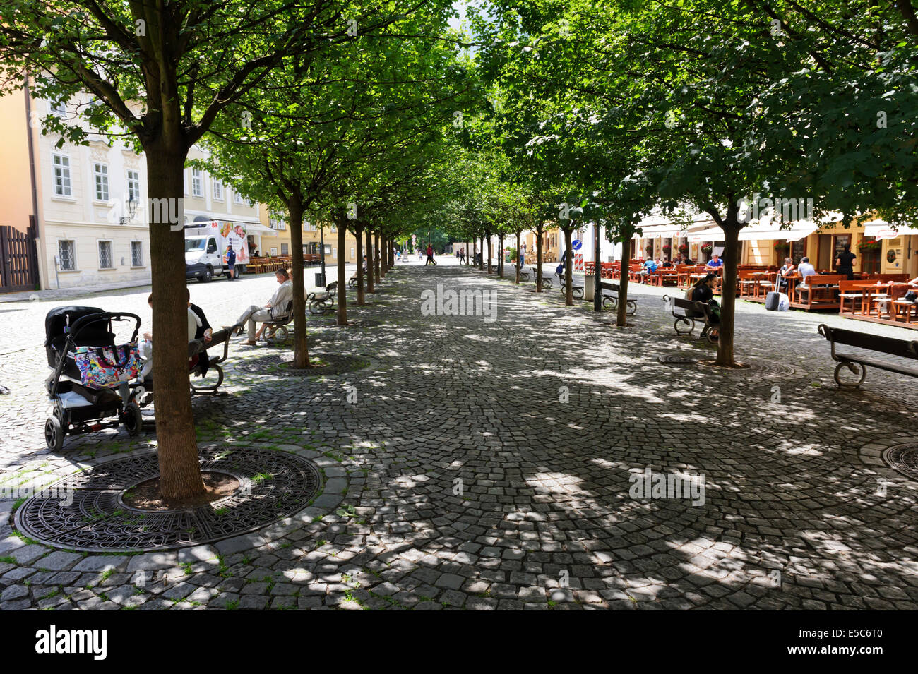 A quiet and peaceful shaded pathway near Charles bridge, Pathway, Czech ...