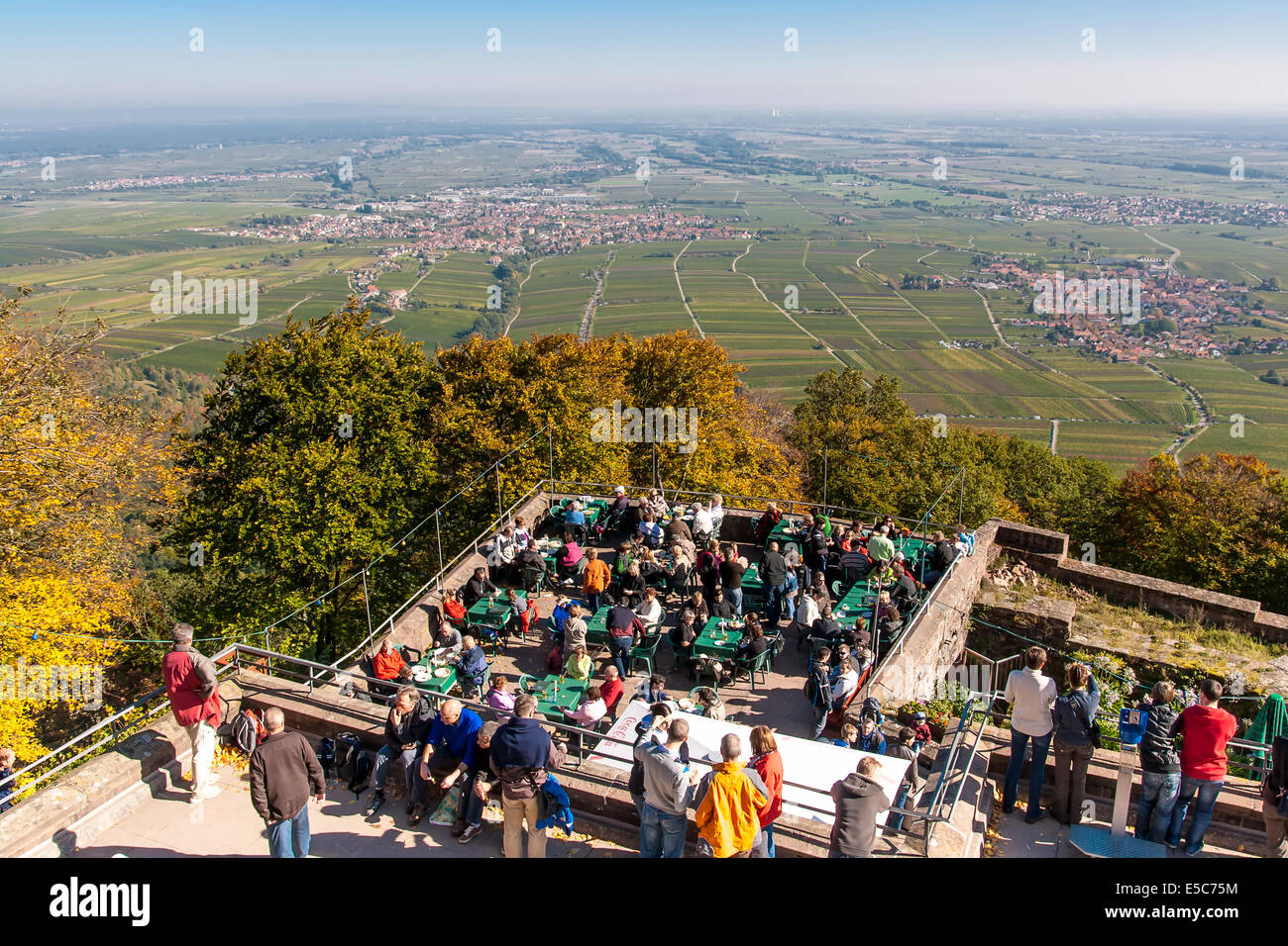 Panorama view from rietburg castle, rhodt unter rietburg, german wine ...
