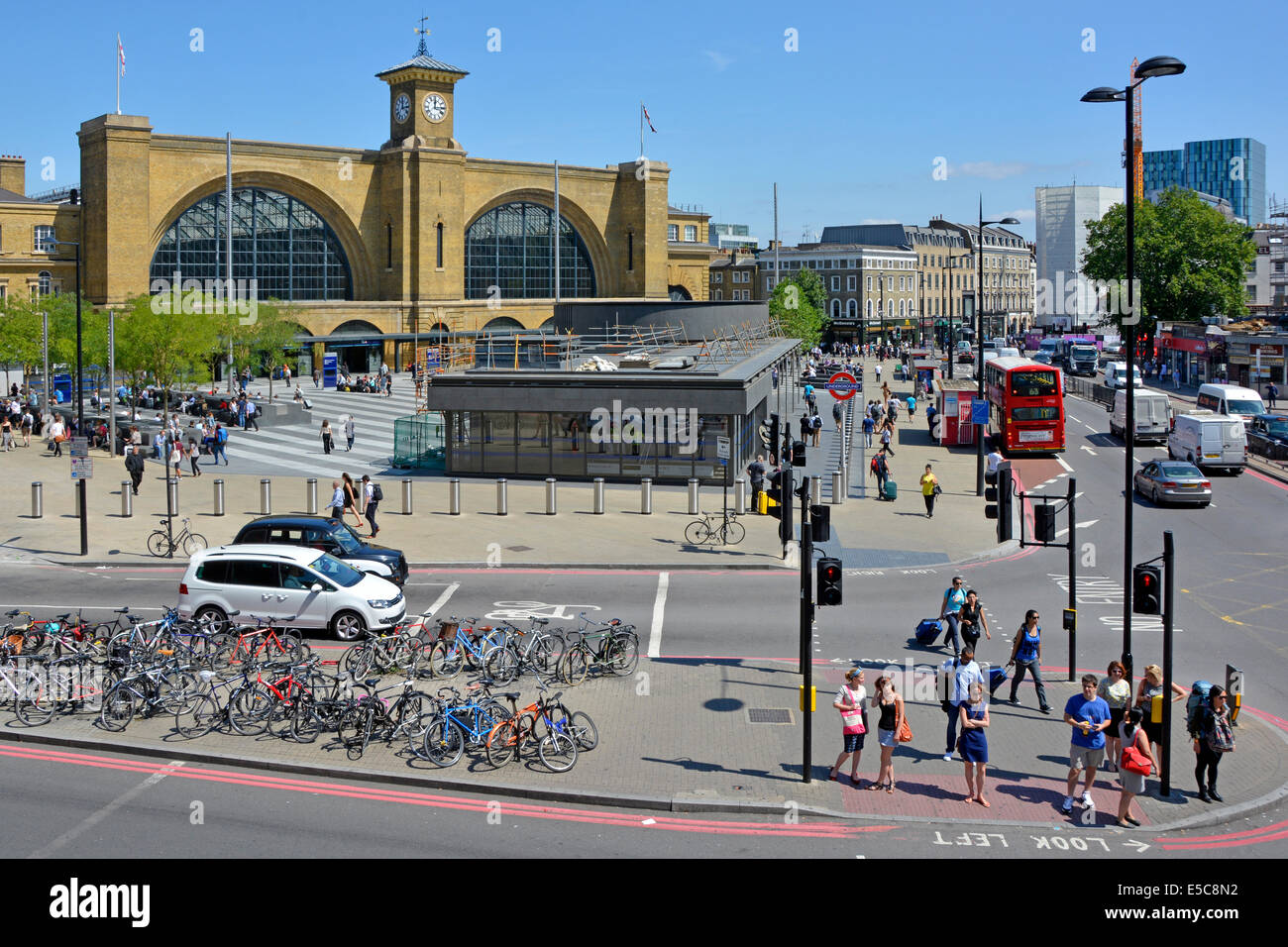 Remodeled Kings Cross Square and railway station facade part of the ...