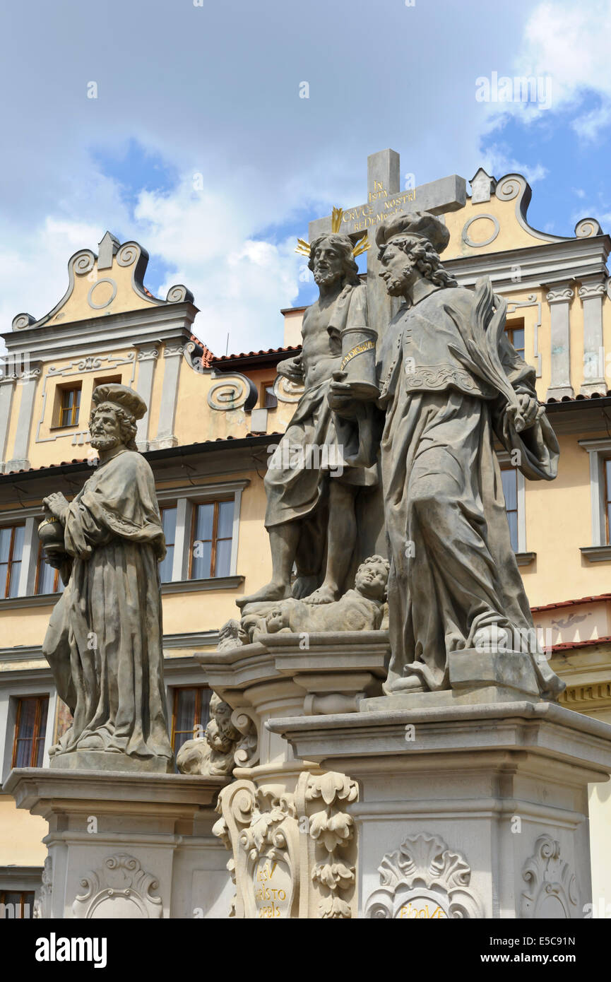 Religious statues on Charles bridge, Prague, Czech Republic Stock Photo ...