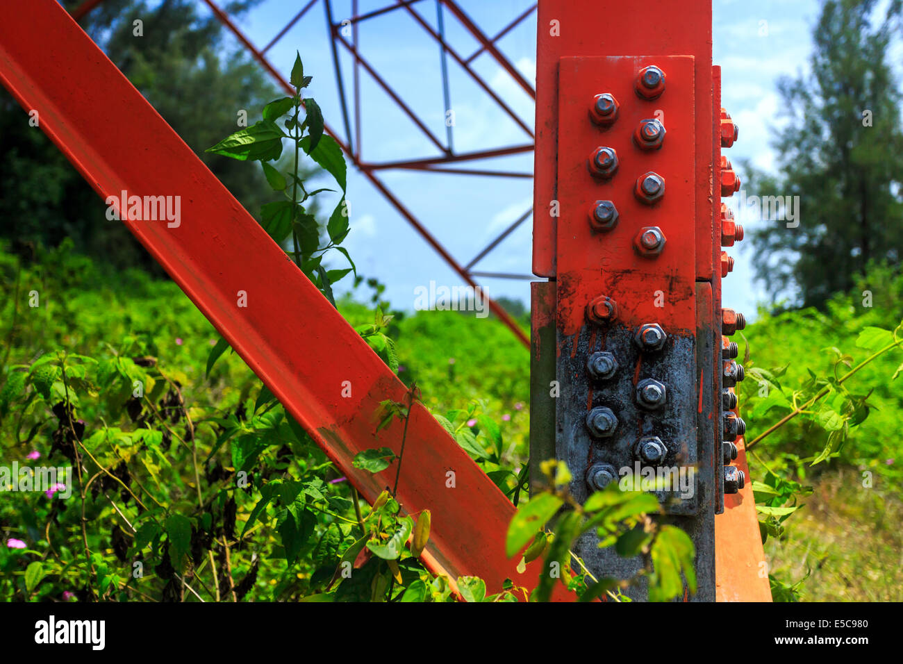 Electricity pylon elements close-up in details Stock Photo - Alamy