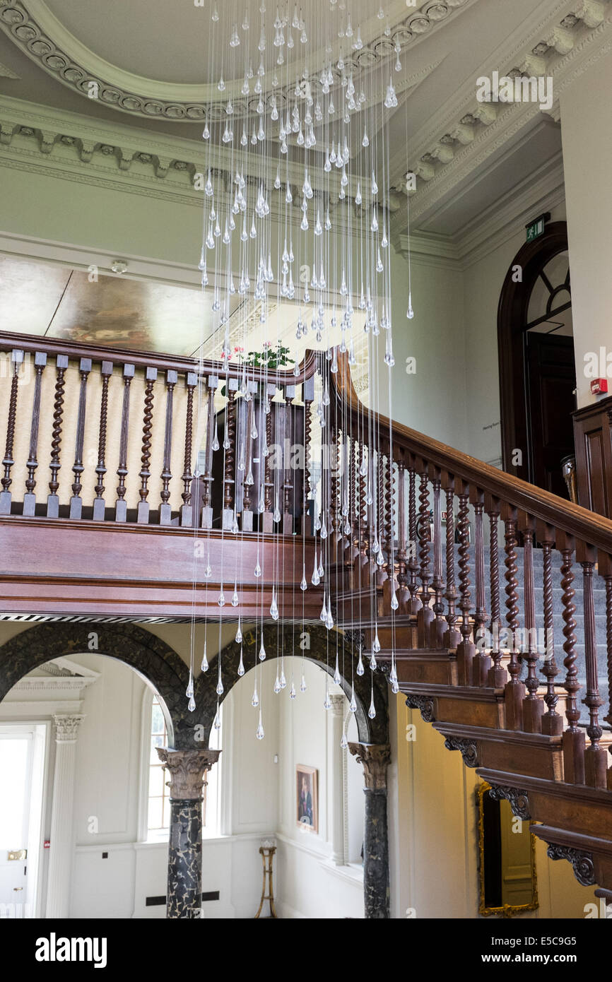 Main staircase with chandelier at Chicheley Hall, Hotel and conference ...
