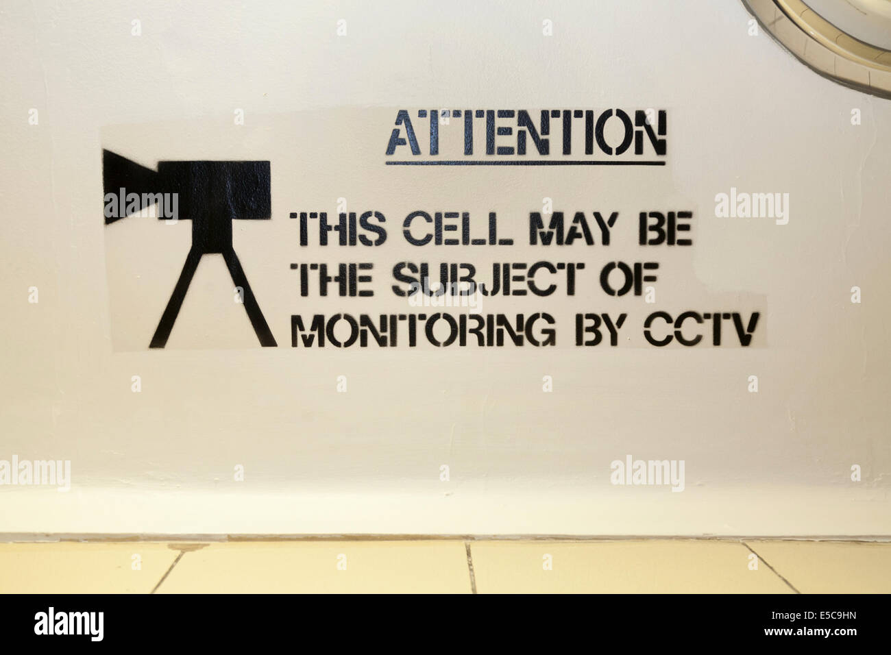 Sign to alert prisoners / staff of CCTV monitoring. Metropolitan Police ...