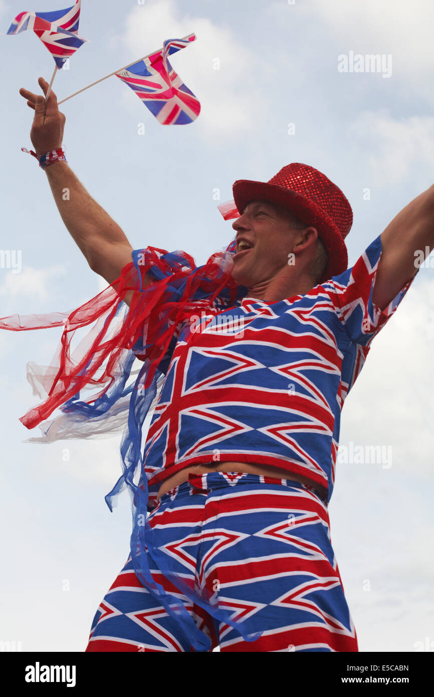 Man in union jack costume hi-res stock photography and images - Alamy