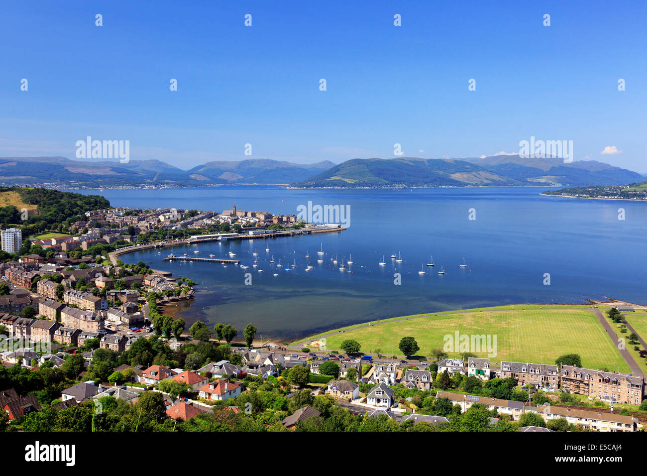 View West Across The Firth Of Clyde From Lyle Hill Greenock Over The Town Of Gourock And