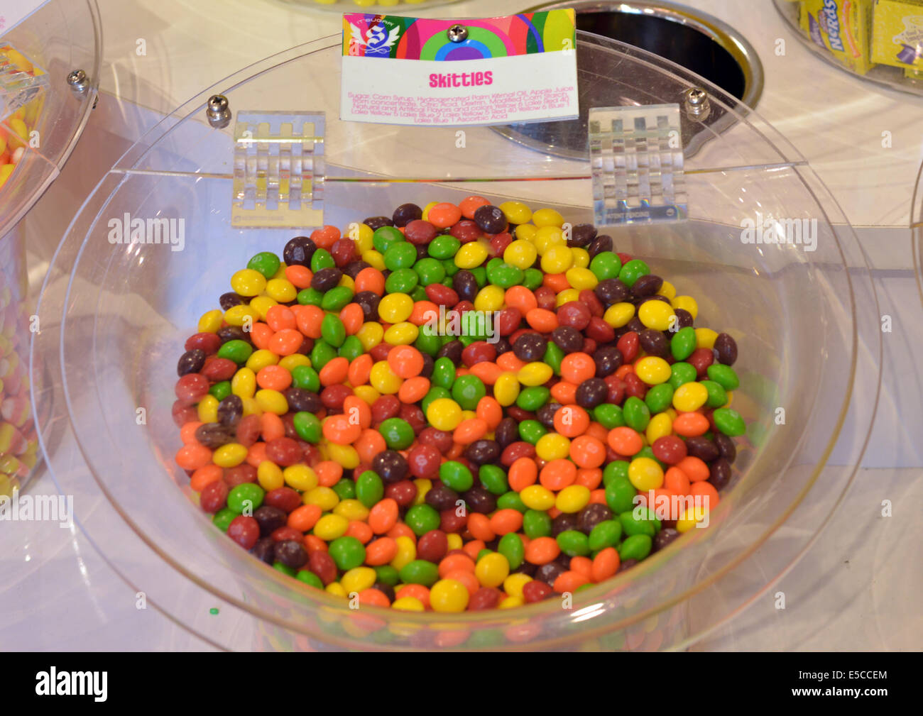 Interior of IT'SUGAR store on Broadway in Greenwich Village. A display ...