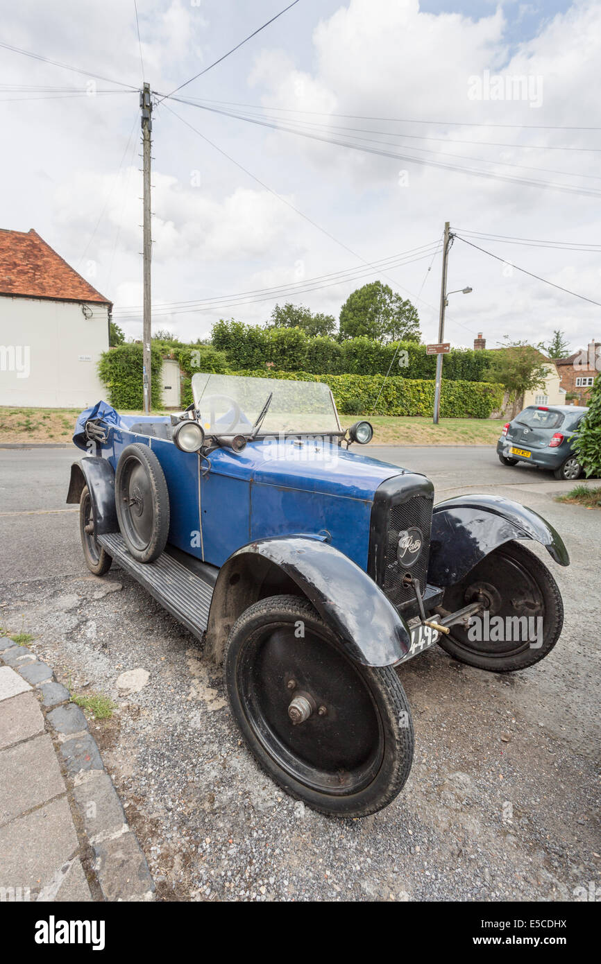 Unusual blue vintage open-top Rover car Stock Photo - Alamy