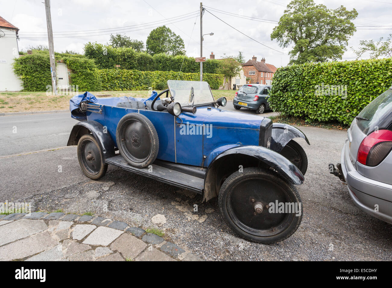Unusual blue vintage open-top Rover car Stock Photo - Alamy