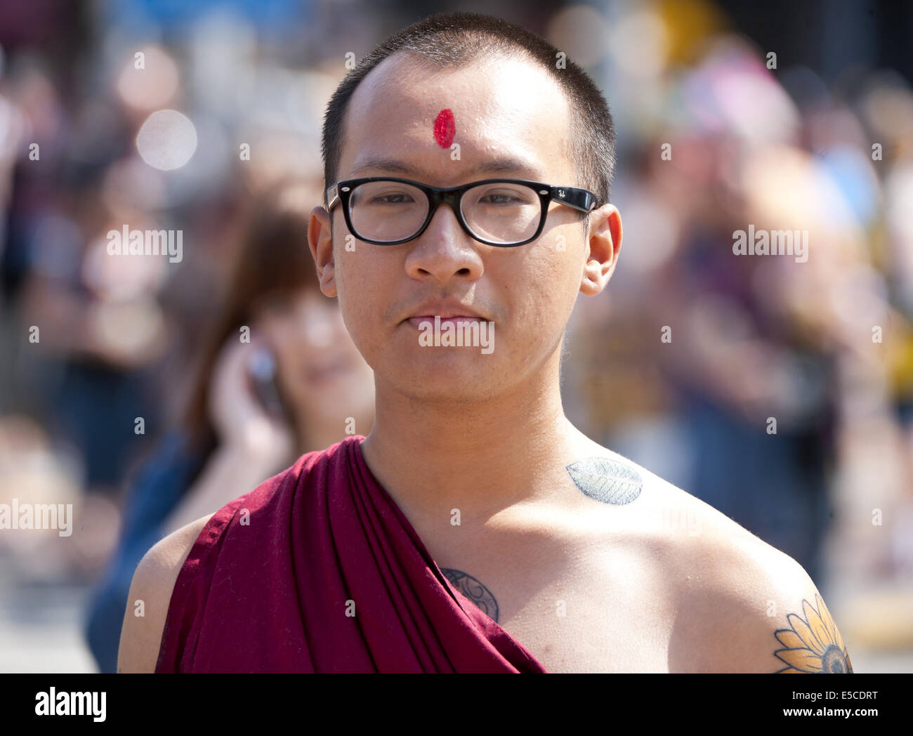 San Diego, California, USA. 26th July, 2014. An Asian type Monk with ...
