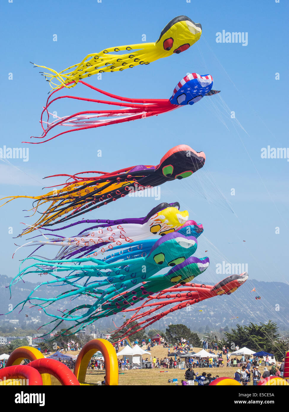 BERKELEY, CA/USA - July 26 2014: Hundreds of kites of all sizes are ...