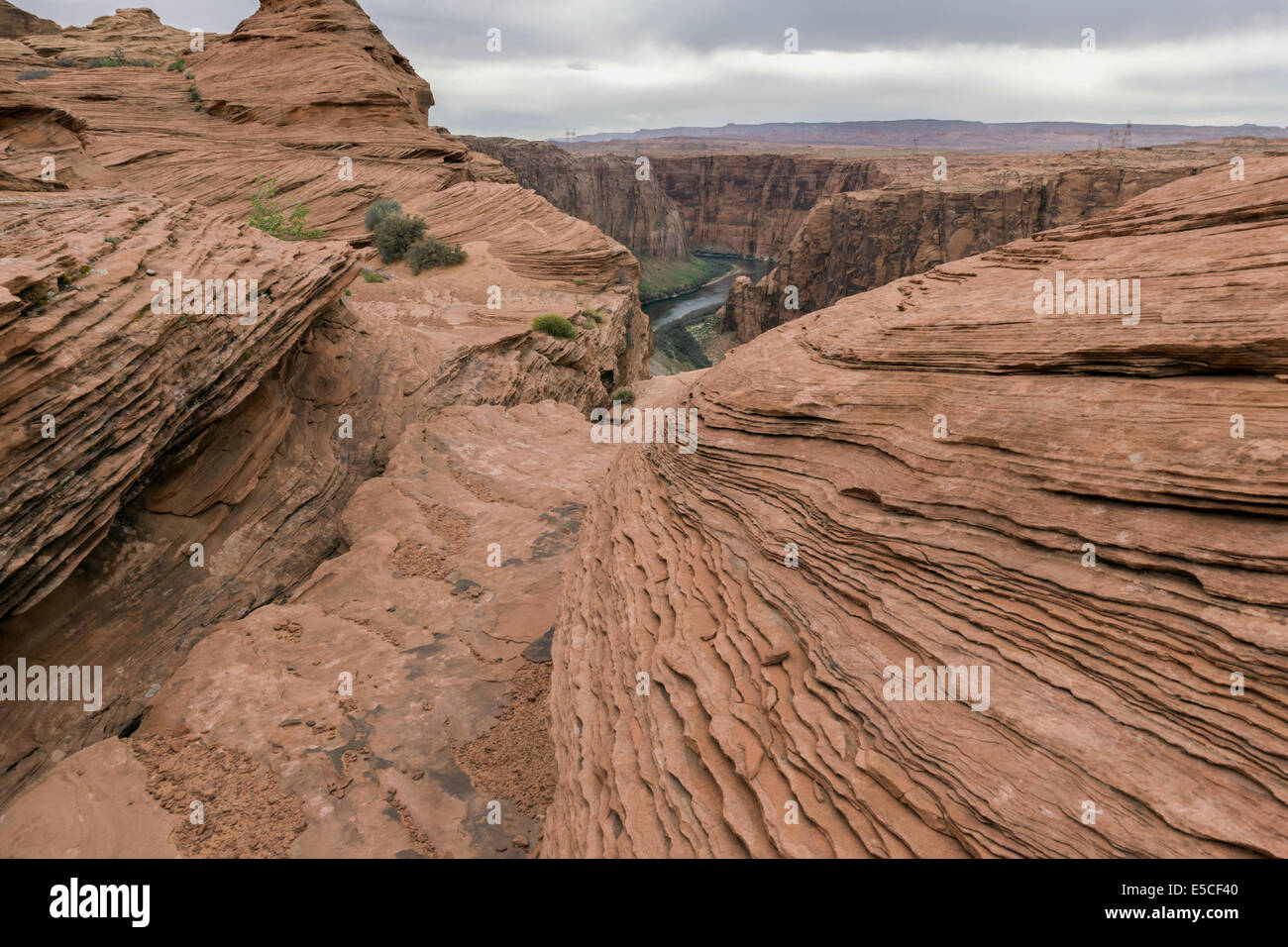 Layers of sandstone and Colorado River, Glen Canyon, Arizona Stock ...