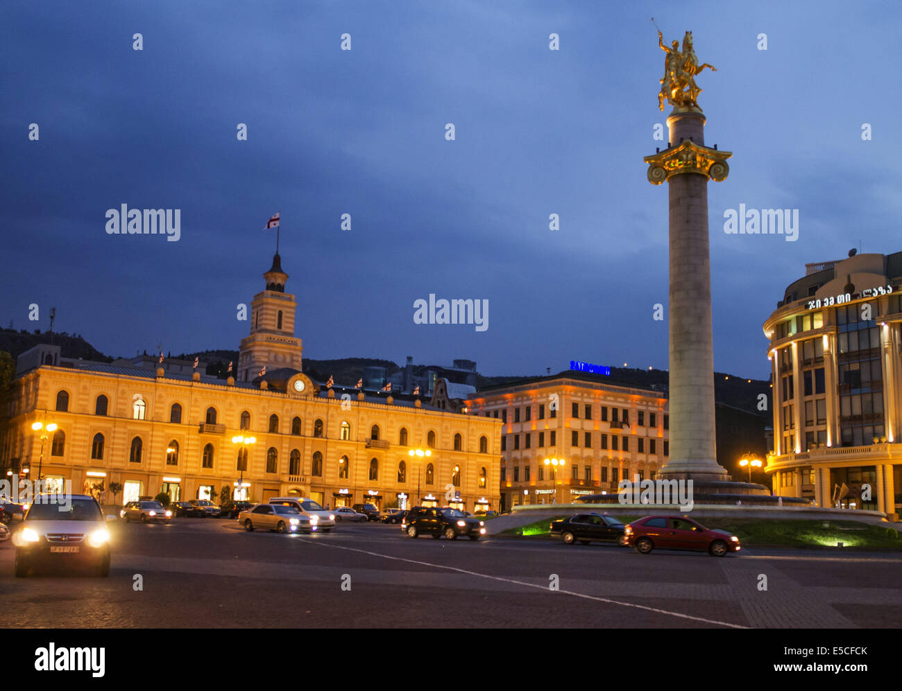 Statue of St. George on the main square of Tbilisi city. 27th July ...
