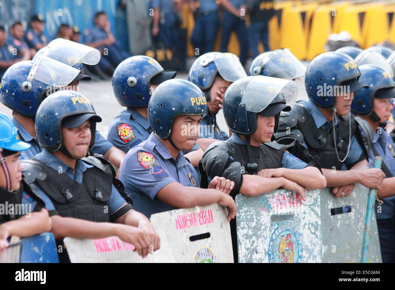 The Philippine National policemen on-guard for any possible entruders ...