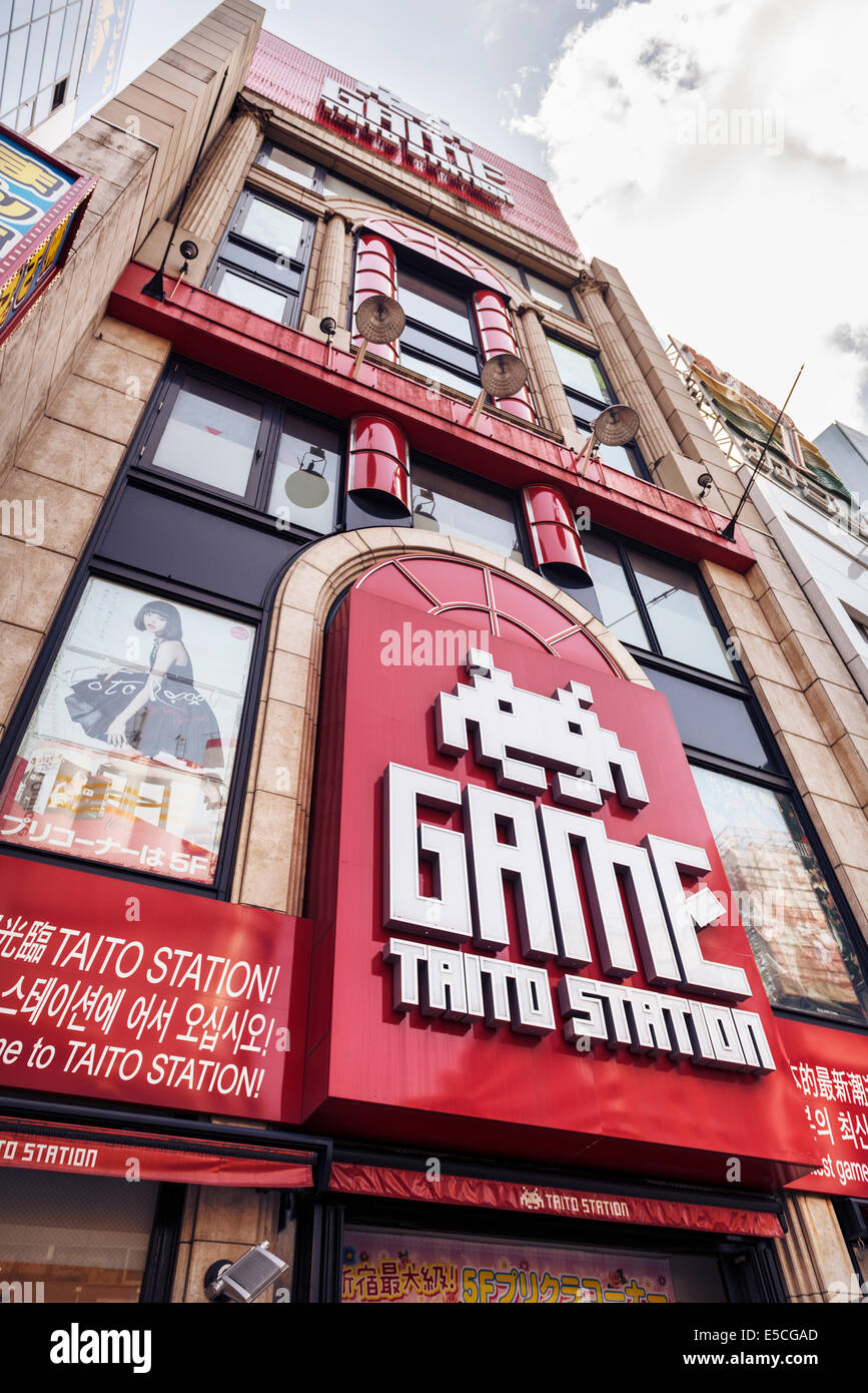 Game Taito Station building sign, gaming arcade in Shinjuku, Tokyo ...
